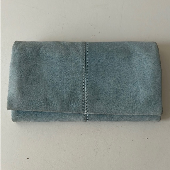 HOBO | Bags | Hobo Blue Suede Soft Trifold Wallet With Seam Detail ...